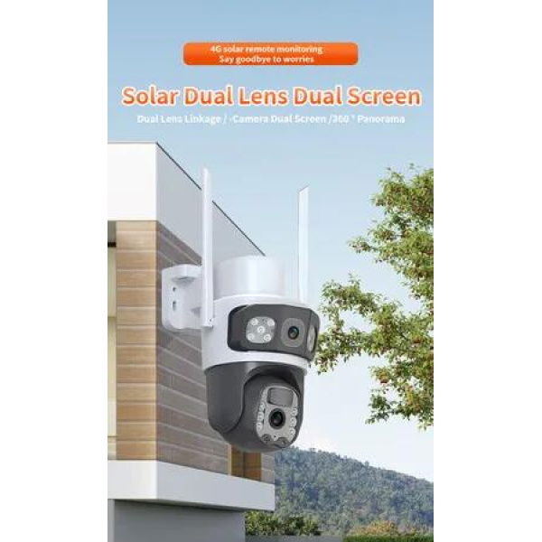 4G dual lens solar camera triple view cloud storage waterproof outdoor ...