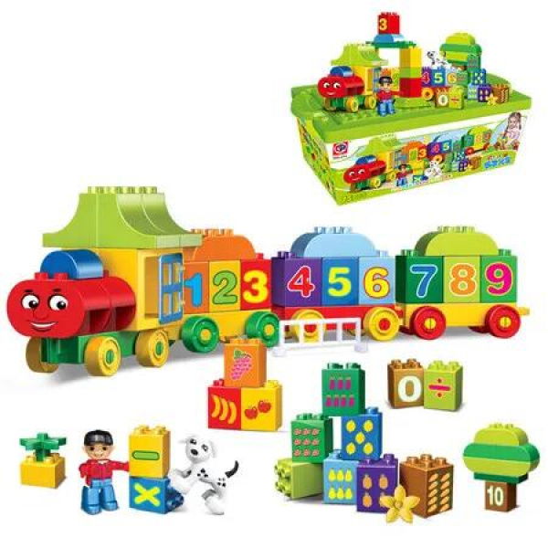 75 Piece Alphabet Train Building Toy Stacking Blocks with ABC Letters ...