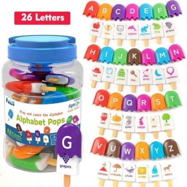 Alphabet Learning Toy Ice Cream Shape Educational Playset for Kids Age ...