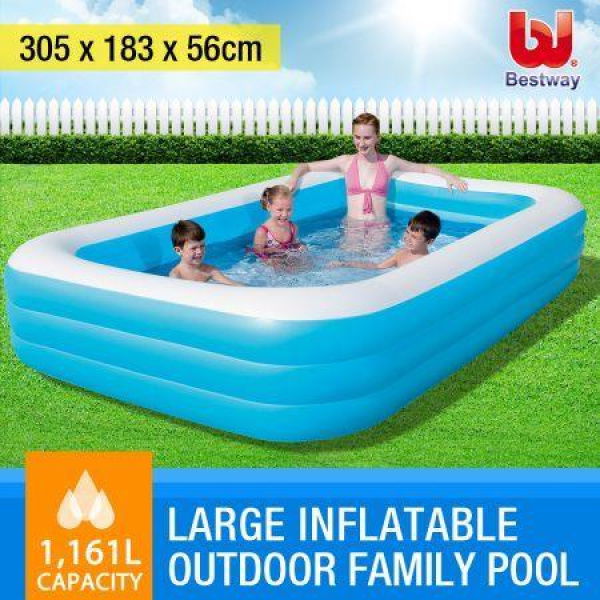 BESTWAY Blue Rectangular Large Inflatable Outdoor Family Pool | RedTicket