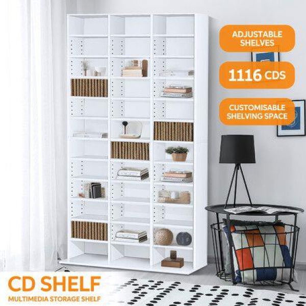 White DVD/CD Storage Cabinet For Bookshelf Media | RedTicket