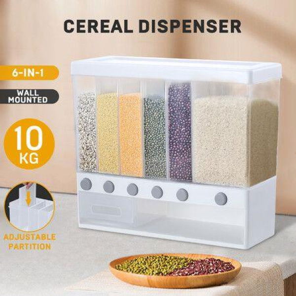 Wall-Mounted Cereal Rice Box Dispenser With 5 Partitions | RedTicket