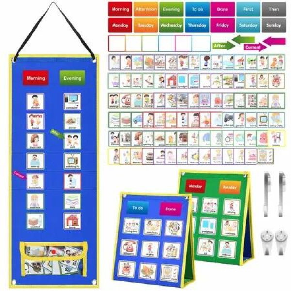Kids Visual Schedule Calendar Chart Double Side Autism Daily Chore ...