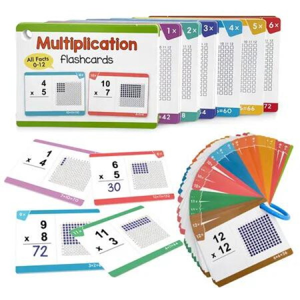 Multiplication Flash Cards 0-12 Visual Assisted Arithmetic,Educational ...